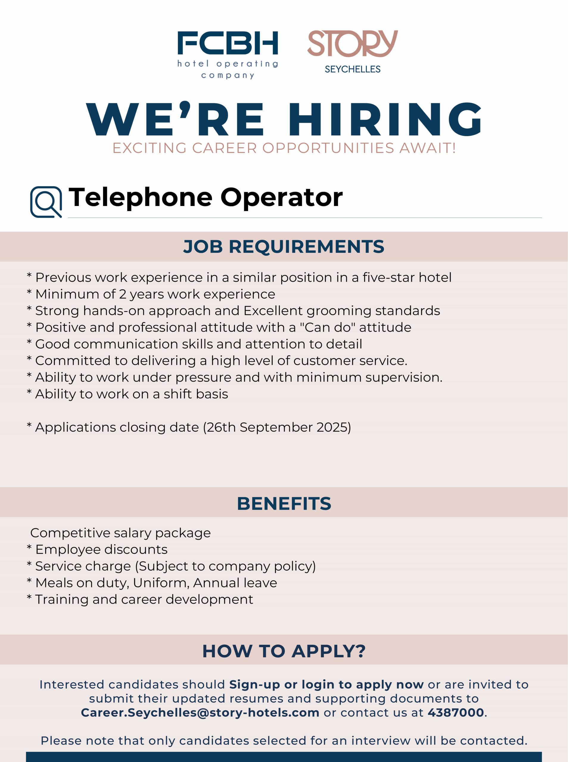 Telephone Operator – JOBO.sc